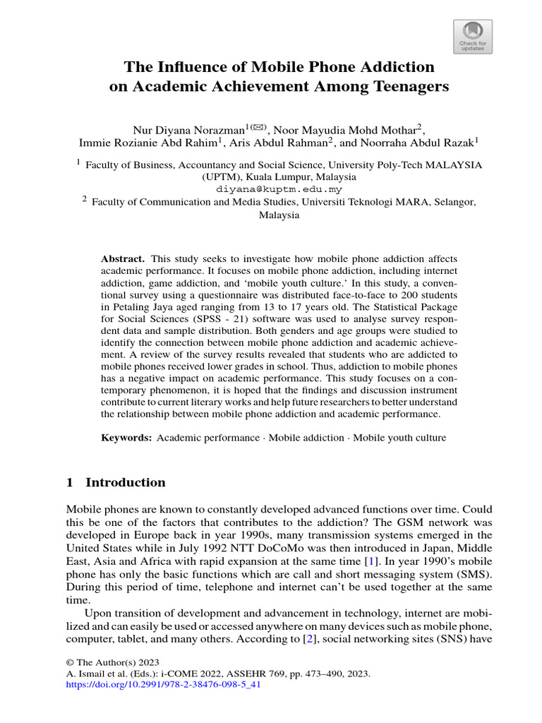 The Influence of Mobile Phone Addiction On Academic Achievement Among ...