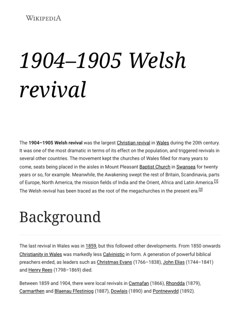1904-1905 Welsh Revival - Wikipedia | Download Free PDF | Wales