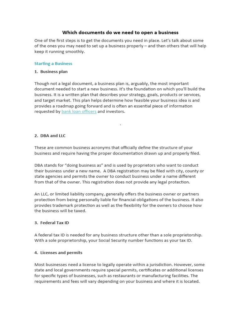 Essential Documents for Starting a Business | PDF | License | Sole ...