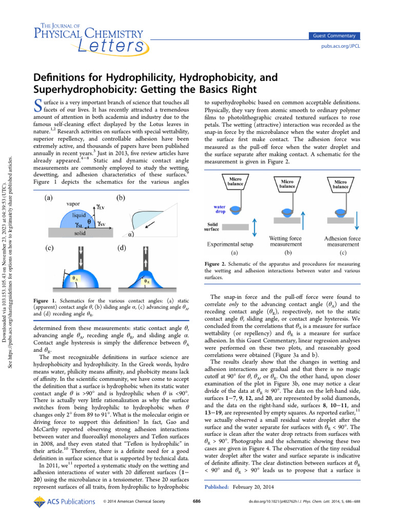 Law 2014 Definitions For Hydrophilicity Hydrophobicity and ...