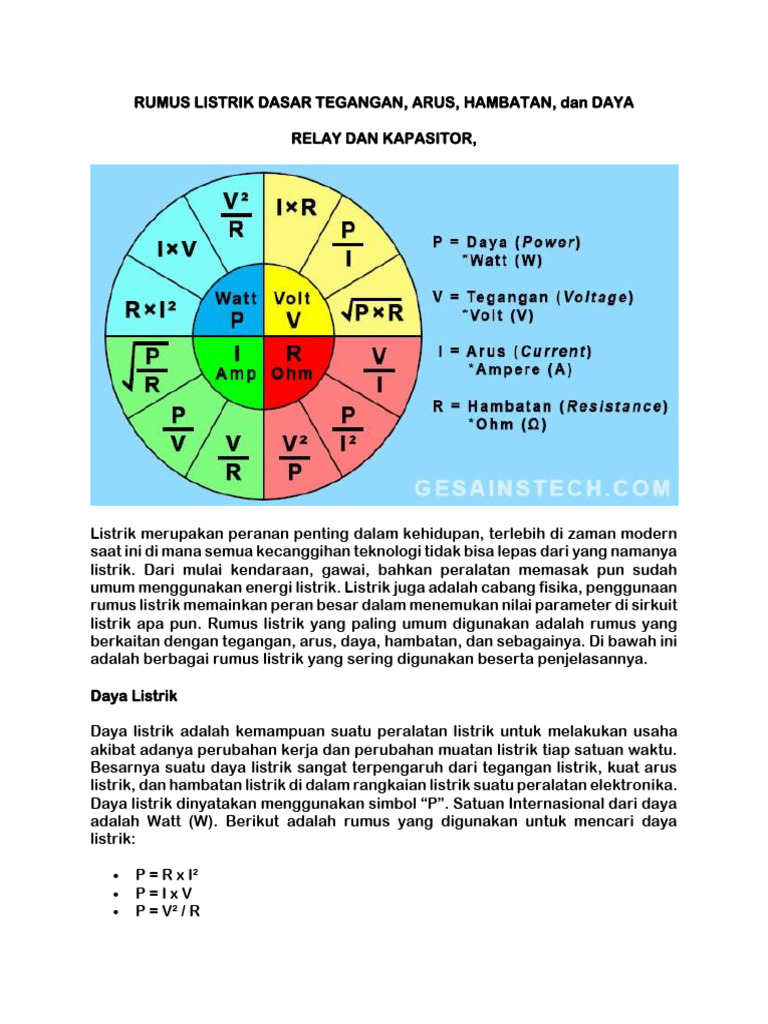 Rumus Dasar Listrik dan Elektronika | PDF | Metode & Bahan Ajar