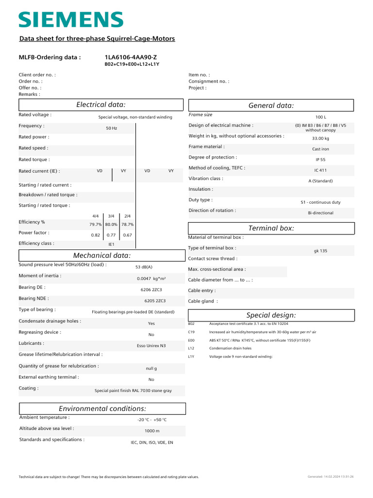 1LA6106-4AA90-Z B02+C19+E00+L12+L1Y Datasheet en | PDF | Electrical ...
