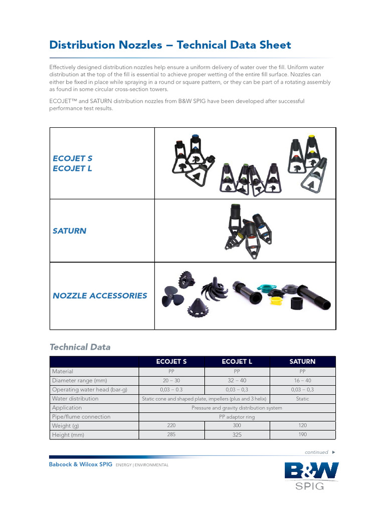 Datasheet SPIG ECOJET 286114 | PDF | Nozzle | Flow Measurement