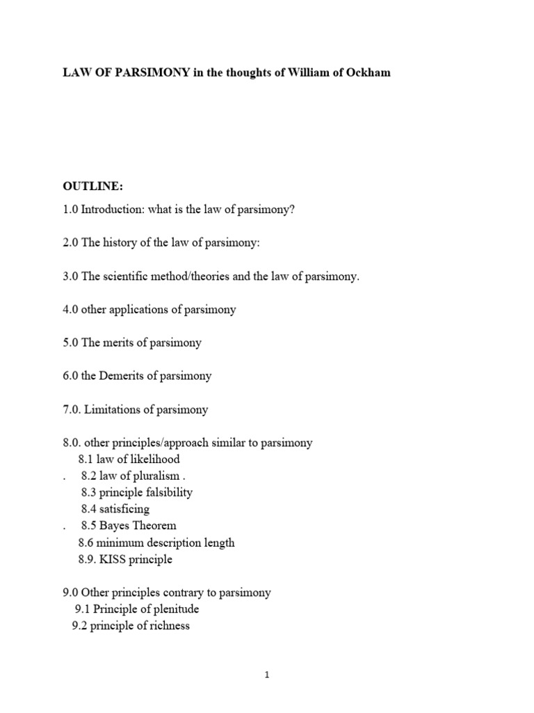An Exposition of William of Ockham's Principle of Parsimony | PDF ...