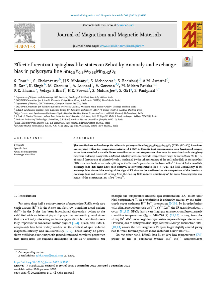Effect of Reentrant Spinglass-Like States On Schottky Anomaly and ...