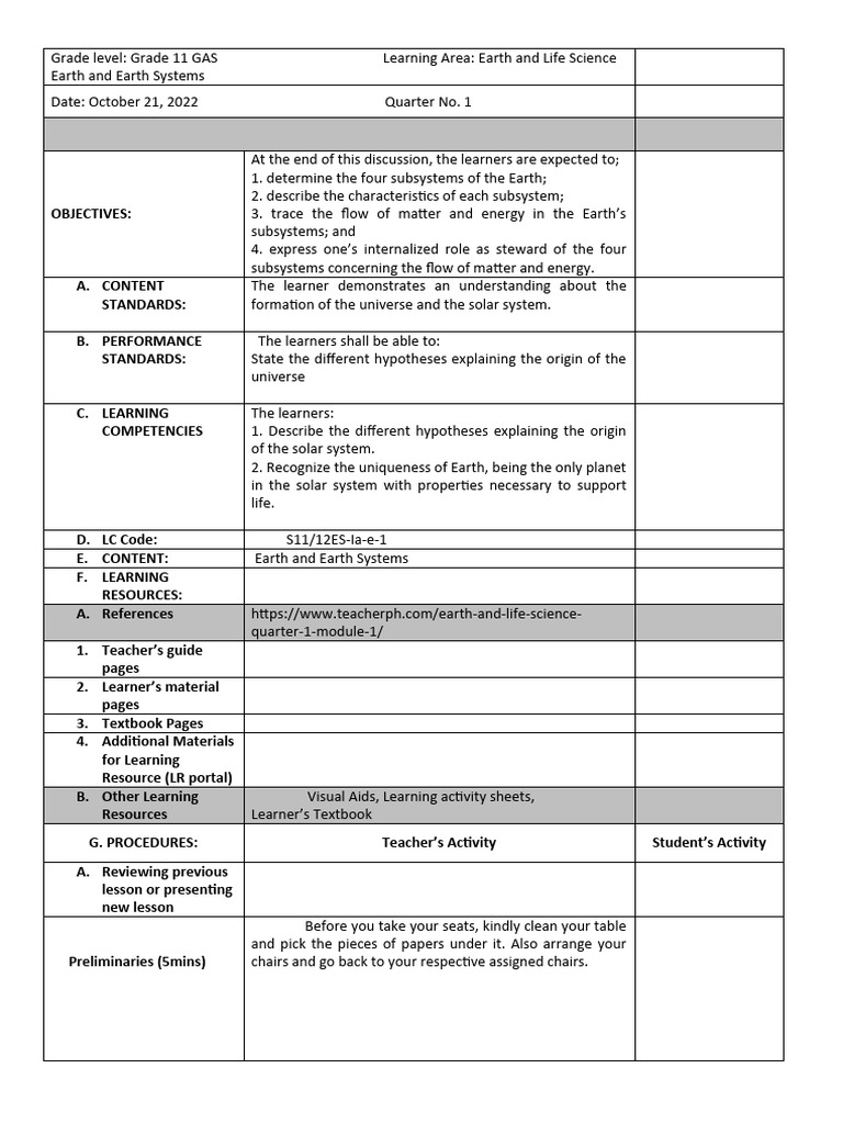 Pal Lesson Plan | PDF | Planets | Atmosphere