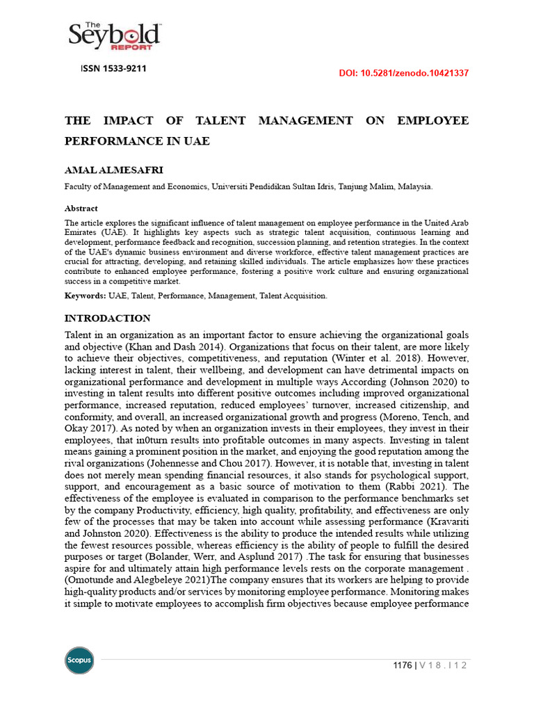 Talent Management's Impact on UAE Performance | PDF | Talent Management ...
