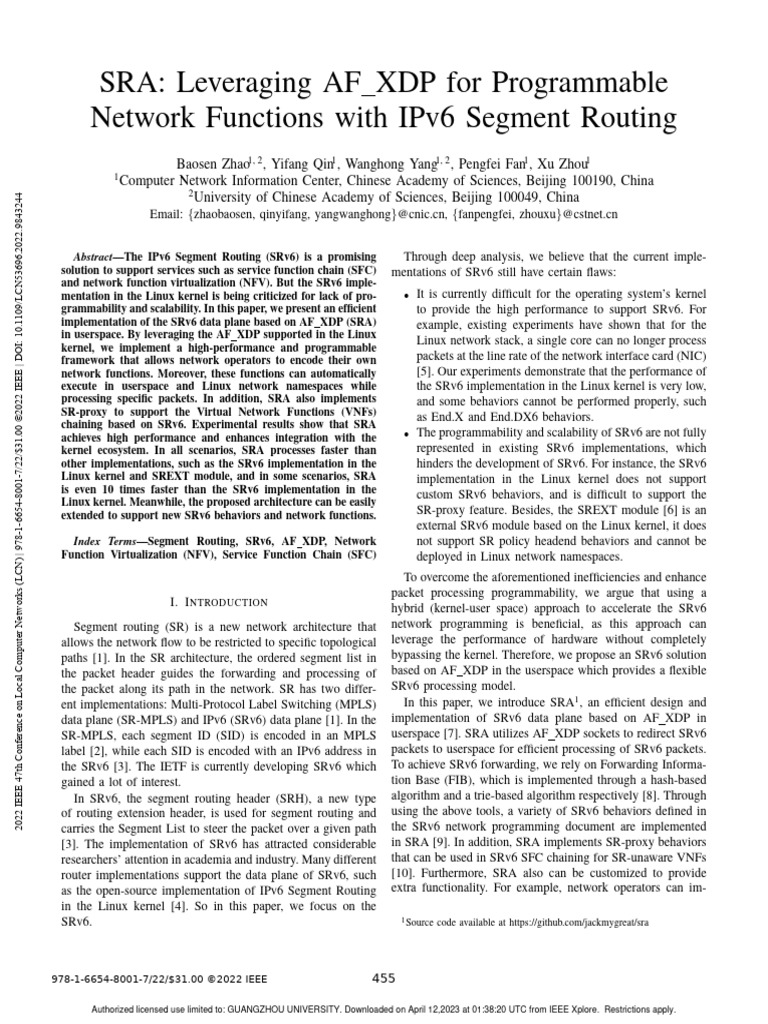 IPv6 SRv6 with AF XDP for Networks | PDF | Network Interface Controller | Networking