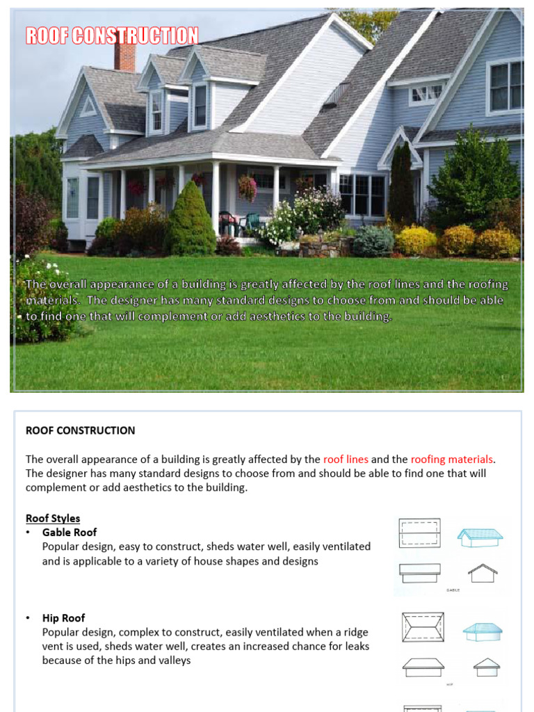 Roof Construction Overview and Details | PDF | Roof | Structural ...