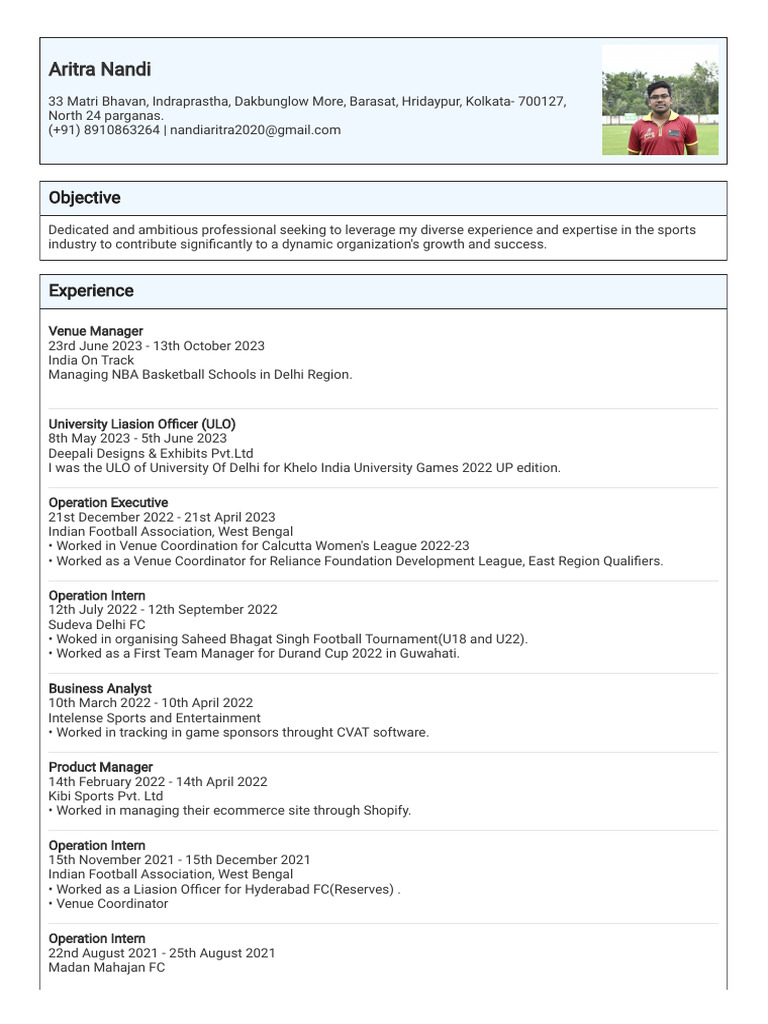 Aritra Nandi CV | PDF | Career & Growth | Art