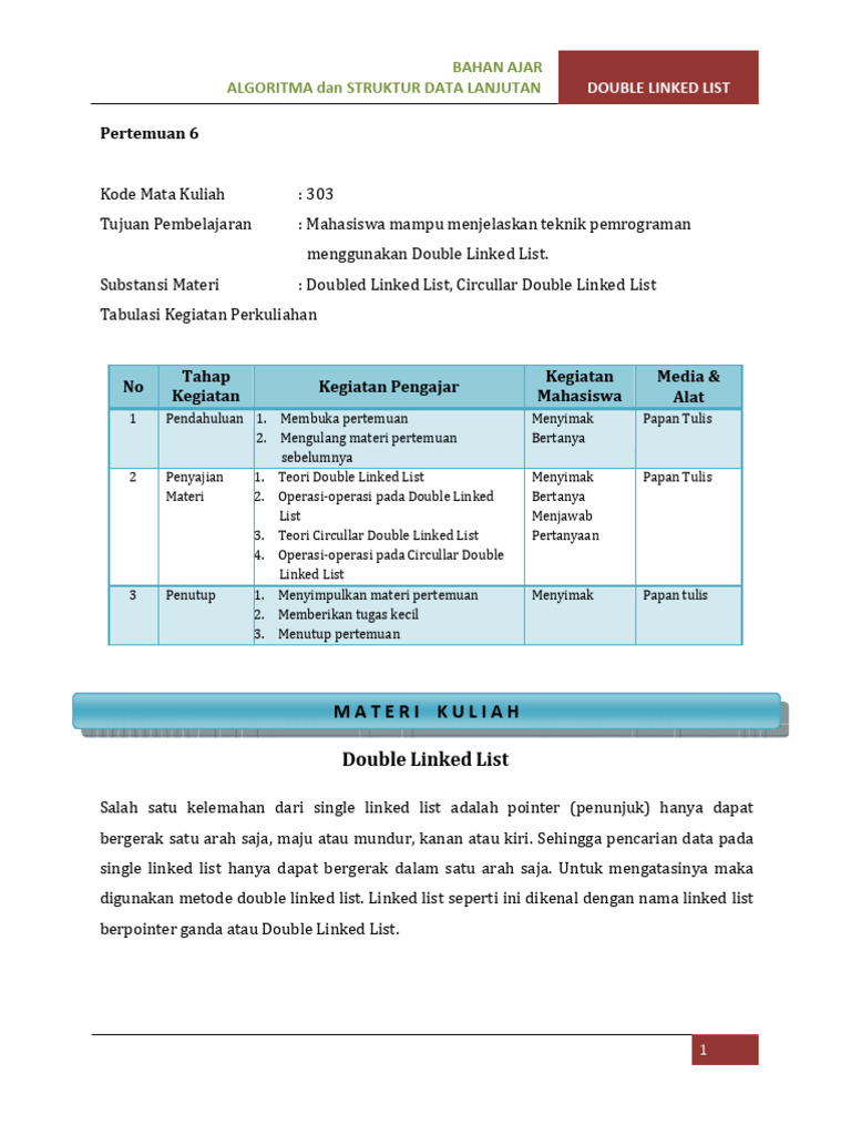 Pertemuan6 DoubledLinkedList CircullarDoubleLinkedList | PDF