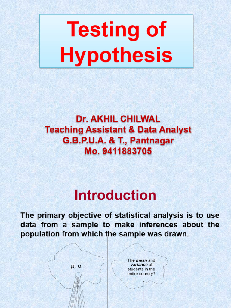 Testing of Hypothesis | PDF | Statistical Hypothesis Testing | Type I ...