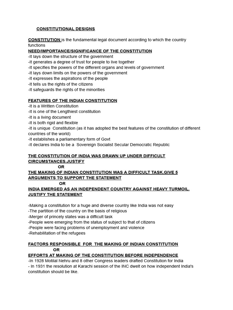 Indian Constitution: Design and Significance | PDF | Constitution ...