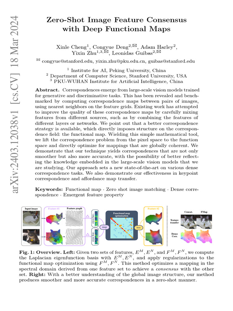 Zero-Shot Image Feature Consensus With Deep Functional Maps | Download Free PDF | Function ...