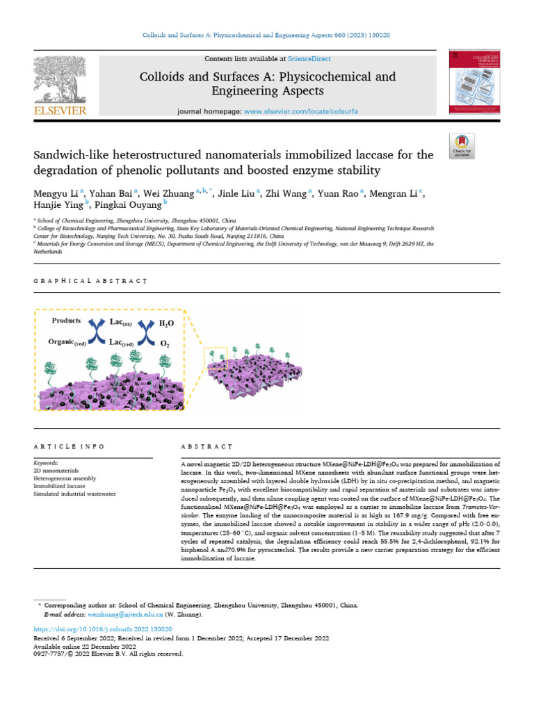 Laccase MXene | PDF | Enzyme | Nanoparticle