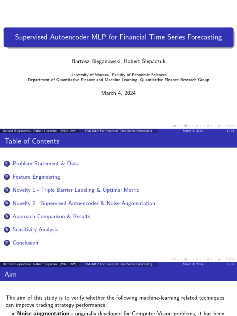Supervised Autoencoder MLP | PDF | Time Series | Efficient Market Hypothesis