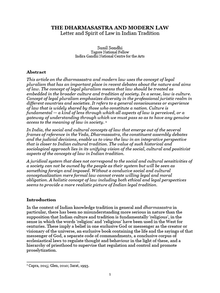The Dharmasastra and Modern Law | PDF | Jurisprudence | Dharma