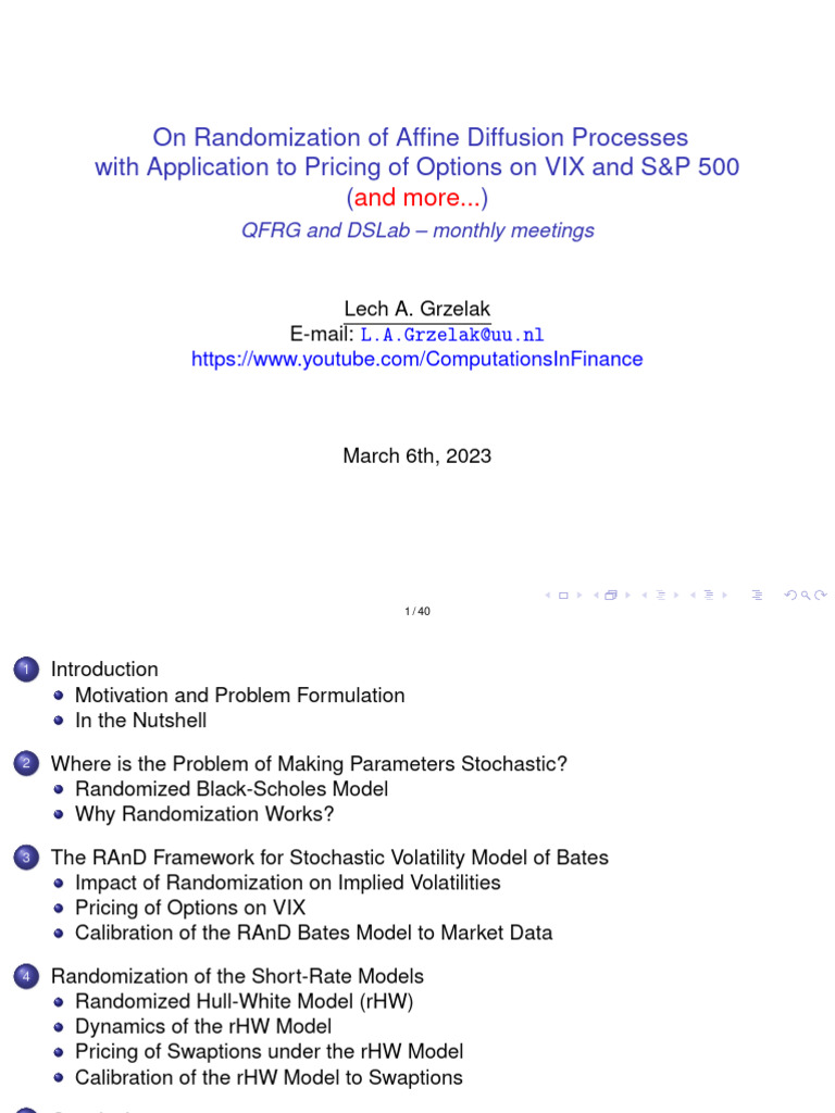 Randomization of Affine Diffusion Processes | PDF | Option (Finance) | Stochastic Process