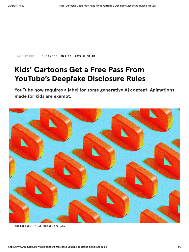 Ids Cartoons Free Pass Youtube Deepfake Disclosure Rules | PDF