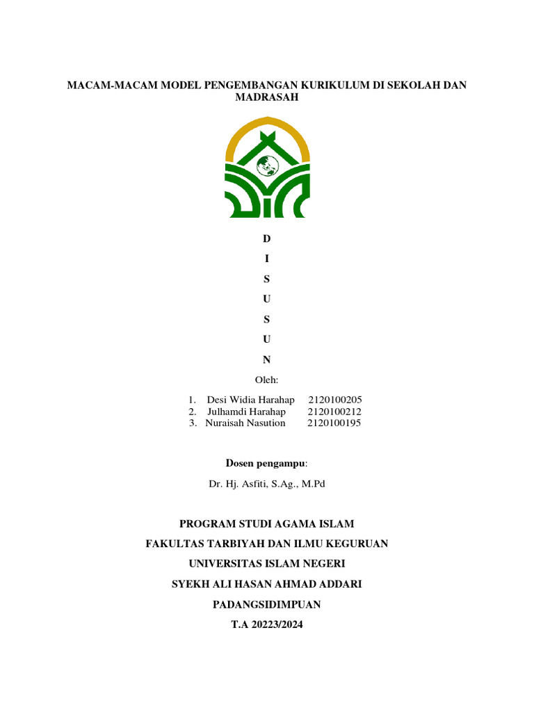MACAM MACAM MODEL PENGEMBANGAN KONSEP KURIKULUM Kelompok 7 | PDF