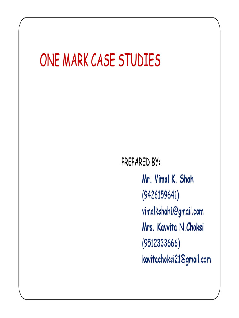 1 Mark Case Studies | PDF | Mortgage Law | Depreciation