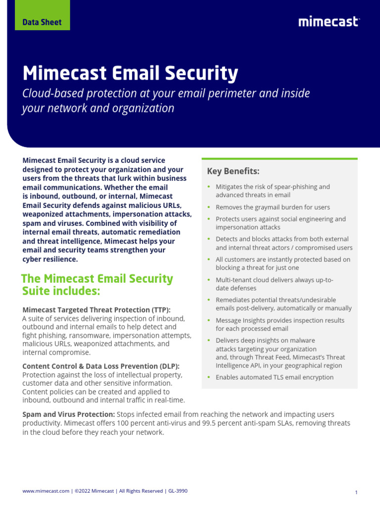 Mimecast Email Security Overview | PDF | Malware | Security