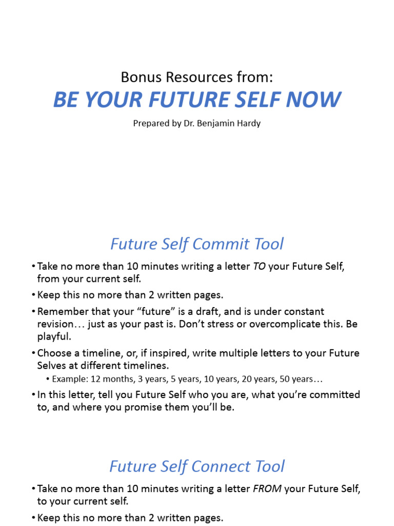 Future Self Book Tools | PDF | Cognition | Psychology