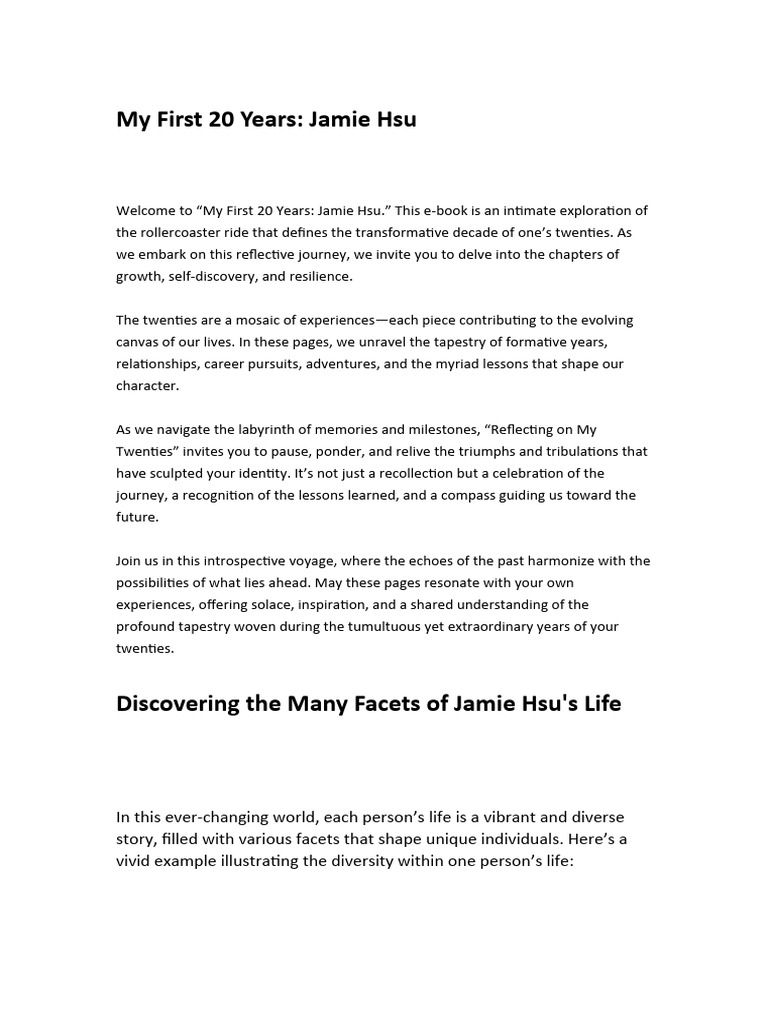 My First 20 Years | PDF | Romance (Love) | Identity (Social Science)
