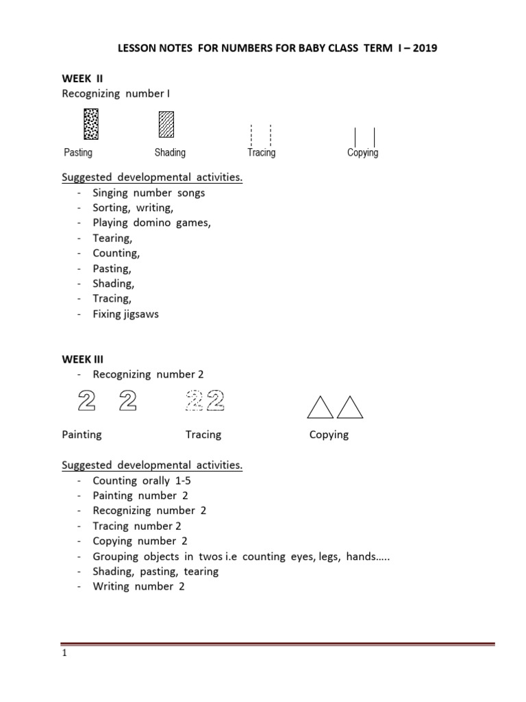 Baby Class Term 1 Lesson Notes | PDF