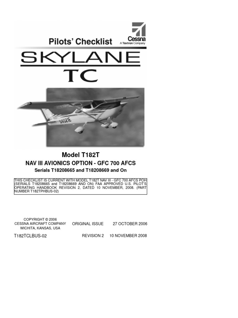 T182TCLBUS-02 (Pilot Checklist) 2 | PDF | Aerospace | Aircraft