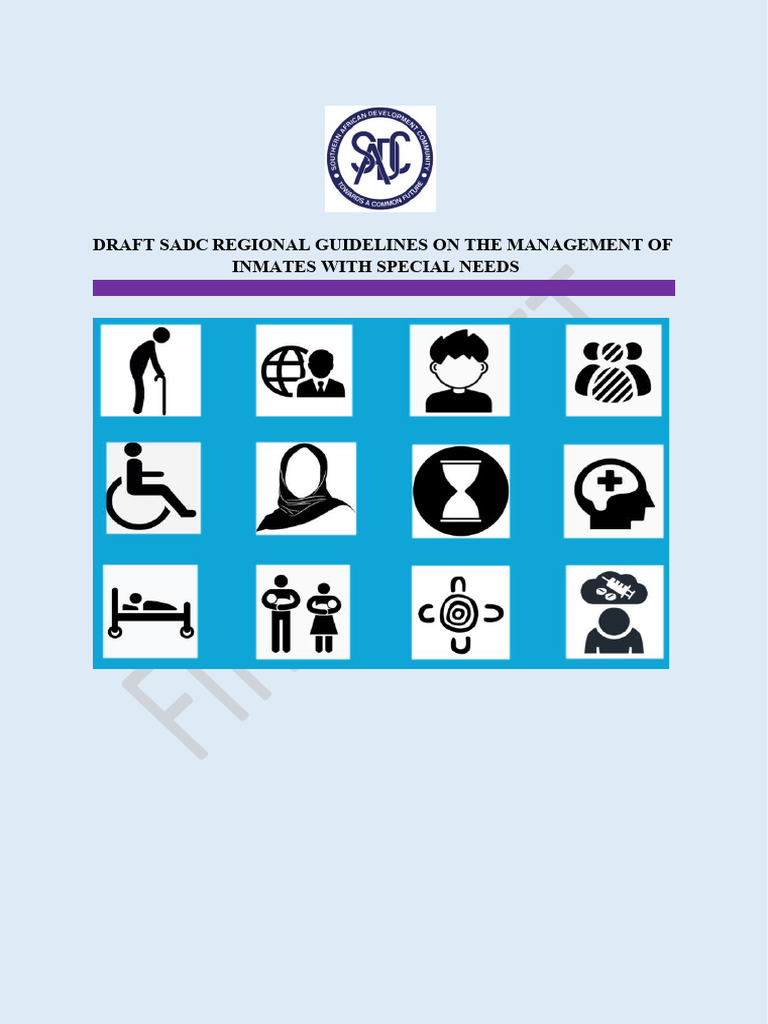 SADC REGIONAL GUIDELINES FOR SPECIAL NEEDS - AB (Draft 2) | PDF | Prison | Rehabilitation (Penology)
