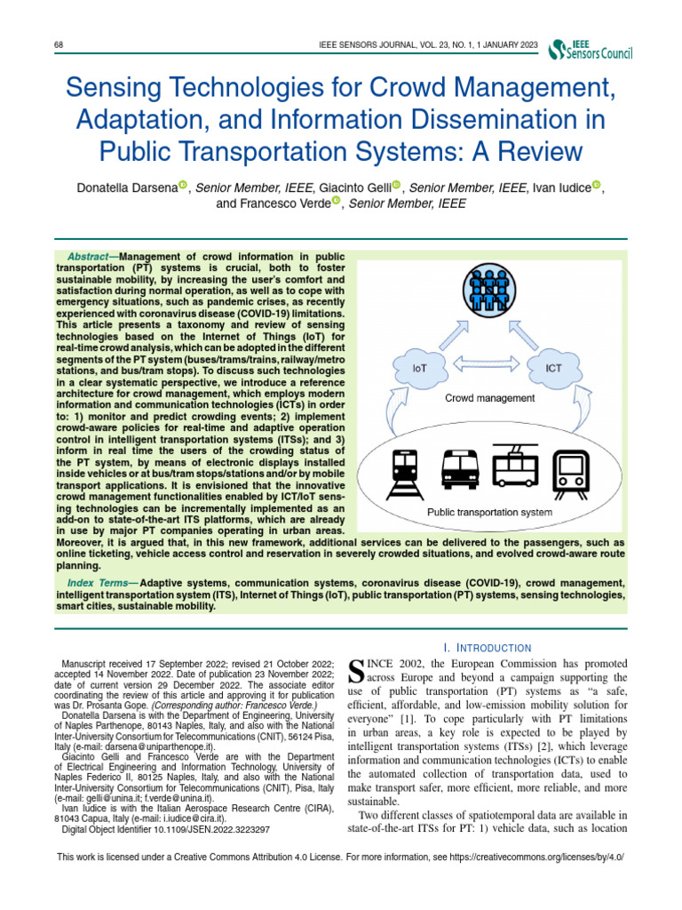 Sensing Technologies For Crowd Management Adaptation and Information Dissemination in Public ...