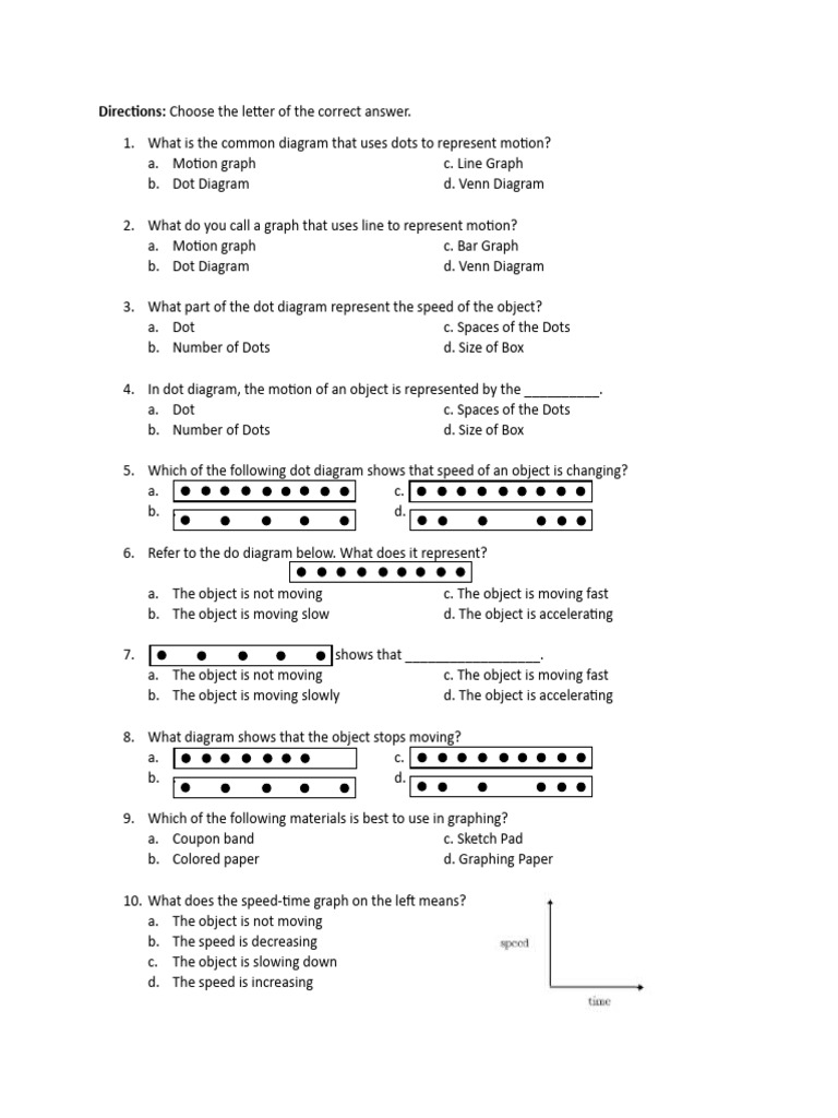 Dot Diagram and Motion Graph | PDF | Speed | Velocity