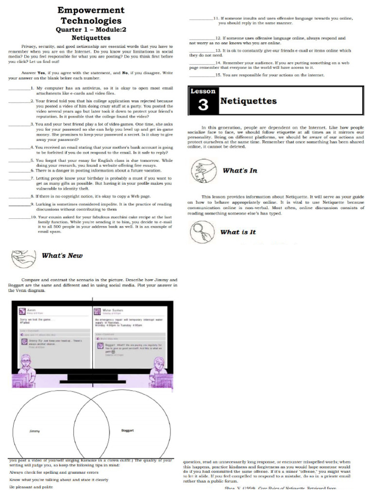Empowerment Tech. Lesson 3 | PDF