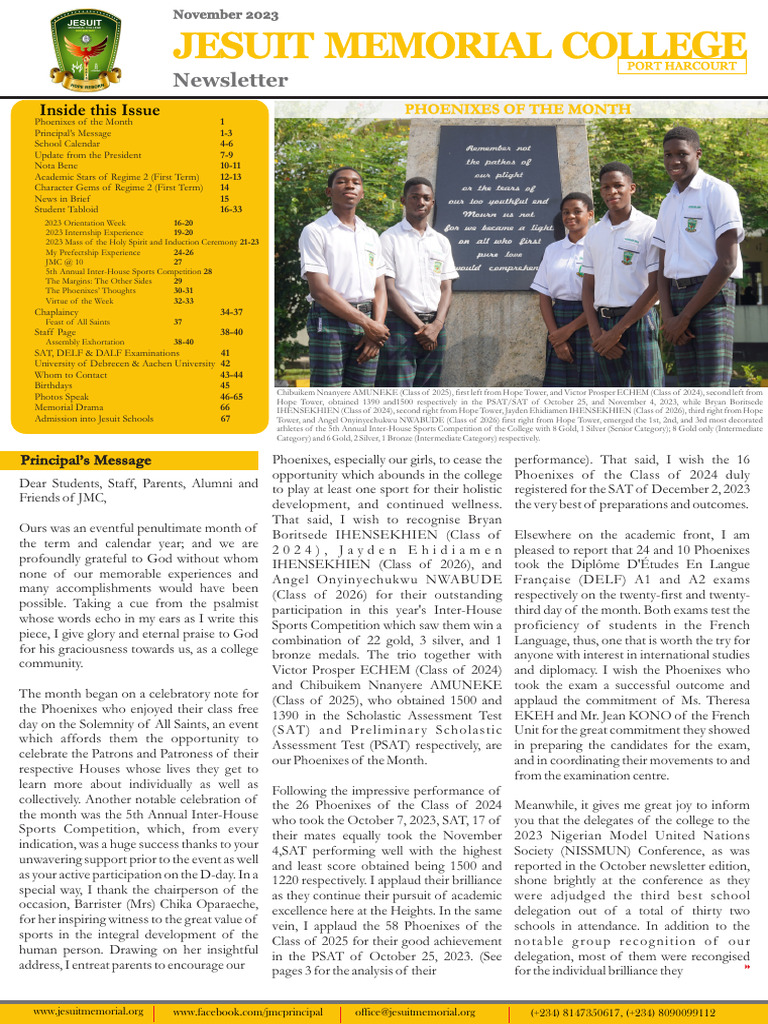 JMC Newsletter - November - 2023 | PDF | Sat