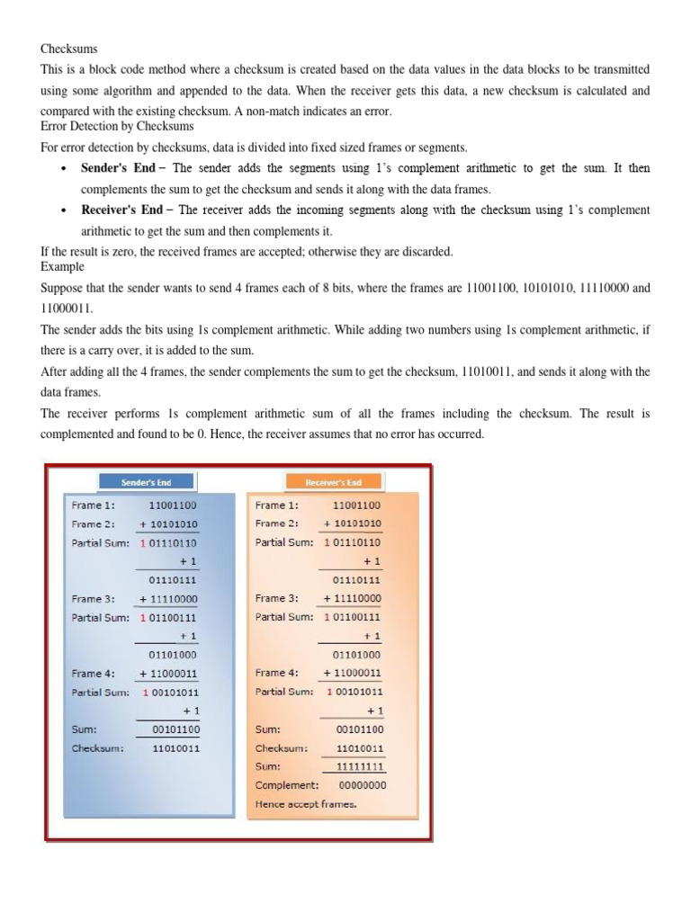Understanding Checksums for Error Detection | PDF | Teaching Methods & Materials