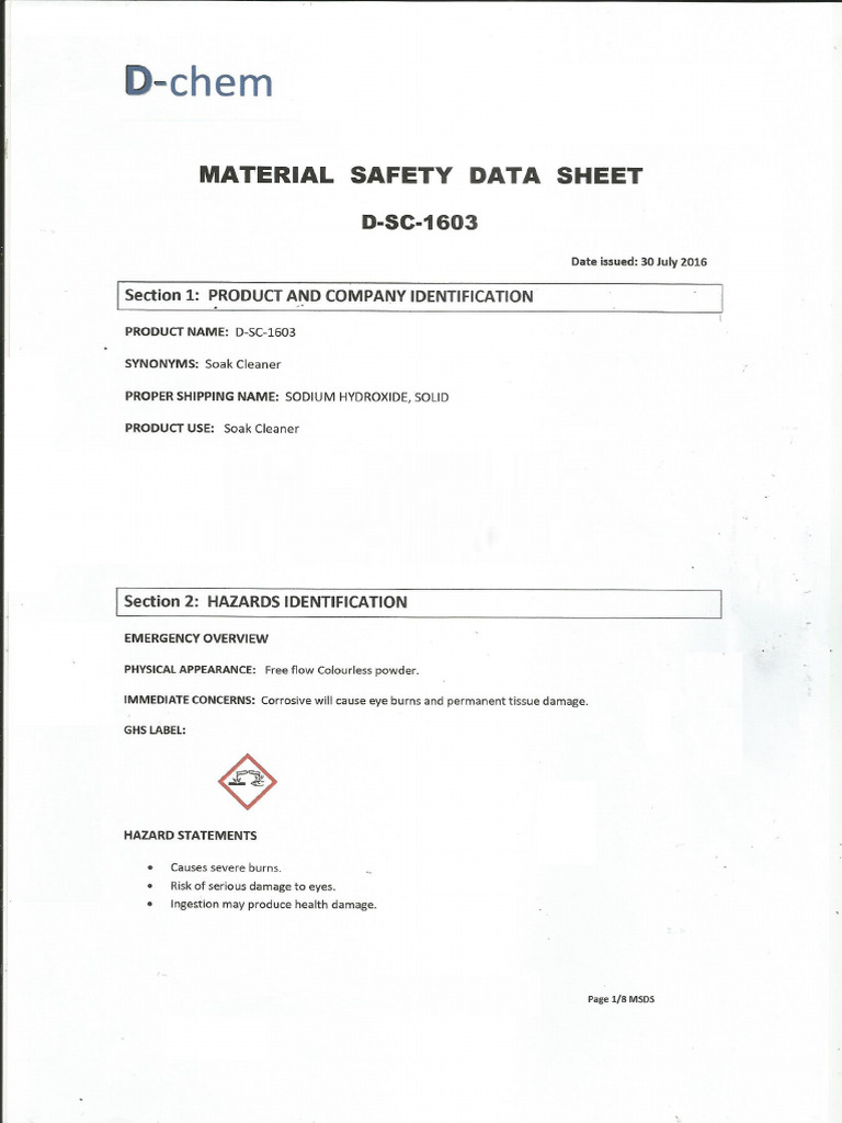 MSDS - D-Chem | PDF