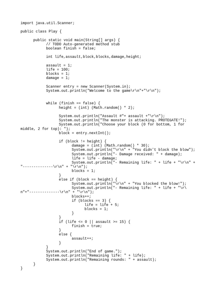 Java Game: Block the Monster | PDF | Computers