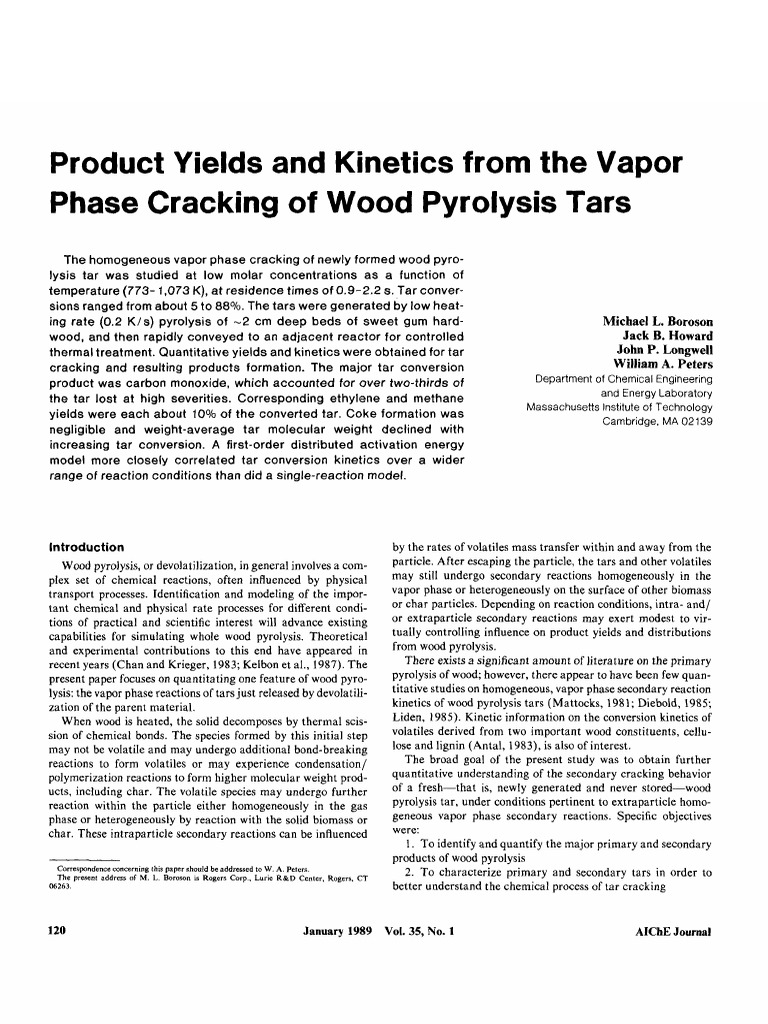 1989 Product Yields and Kinetics From The Vapor Phase Cracking of Wood ...