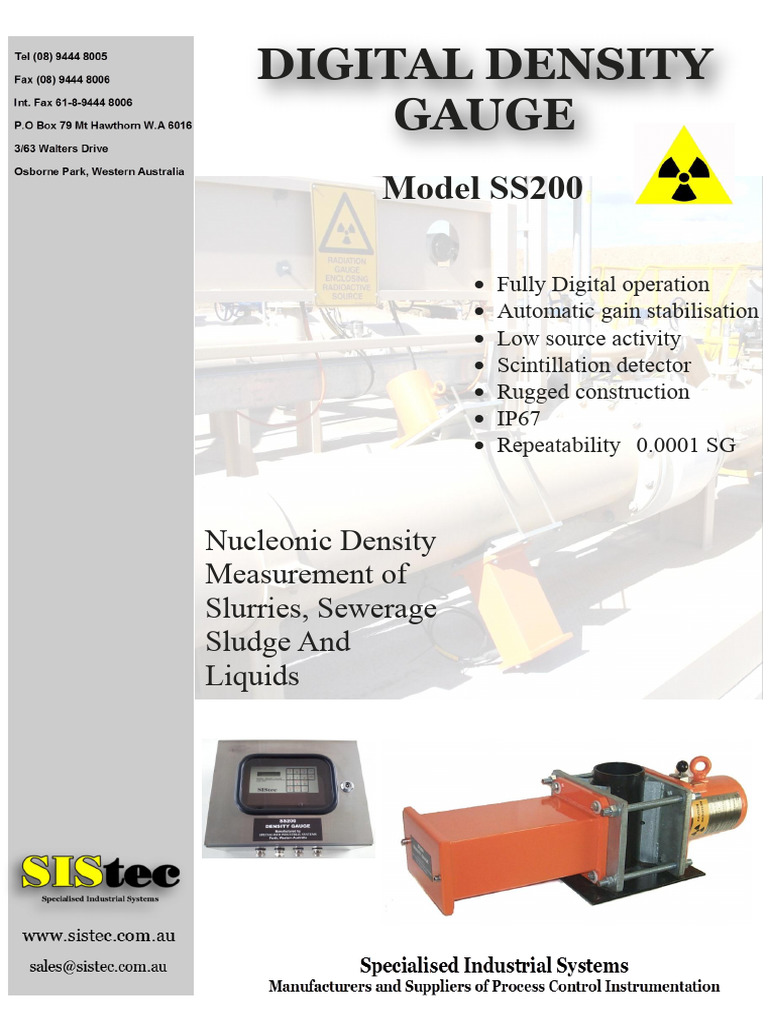Model-SS200-Digital-Density-Gauge-Data-Sheet- | PDF | Accuracy And ...