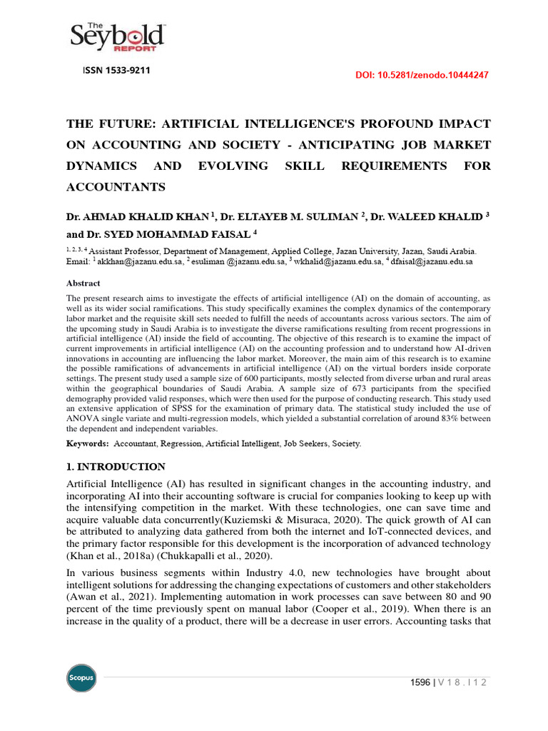 The Future: Artificial Intelligence's Profound Impact On Accounting and Society - Anticipating ...
