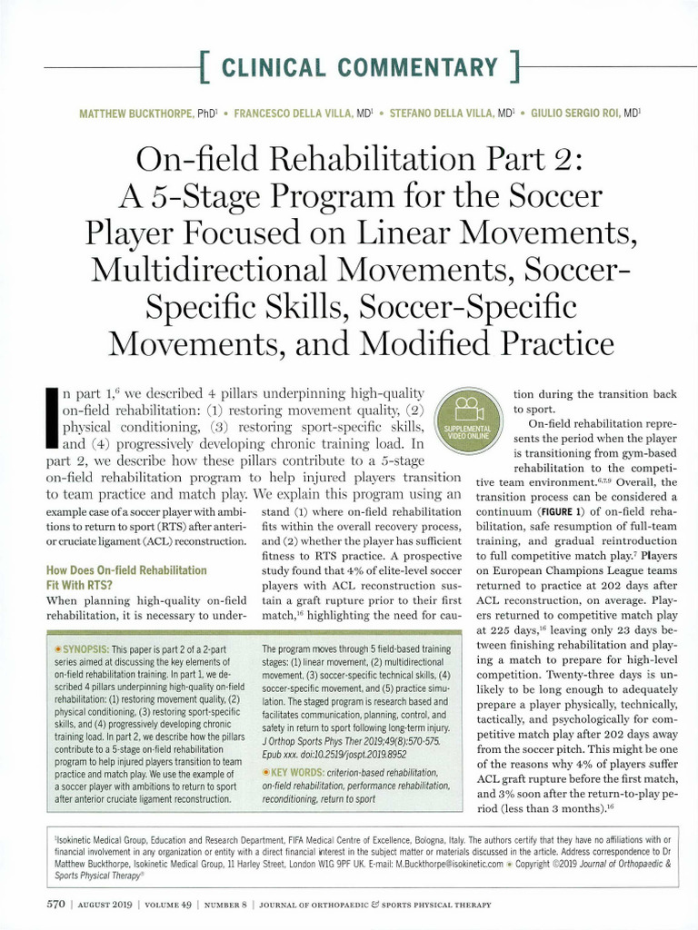 On-Field Rehabilitation Part 2 | PDF | Physical Therapy | Knee