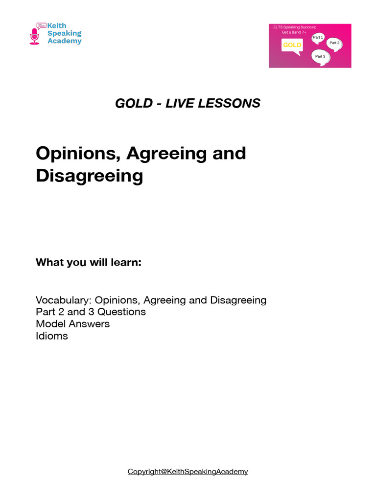 Opinions, Agreeing and Disagreeing | PDF