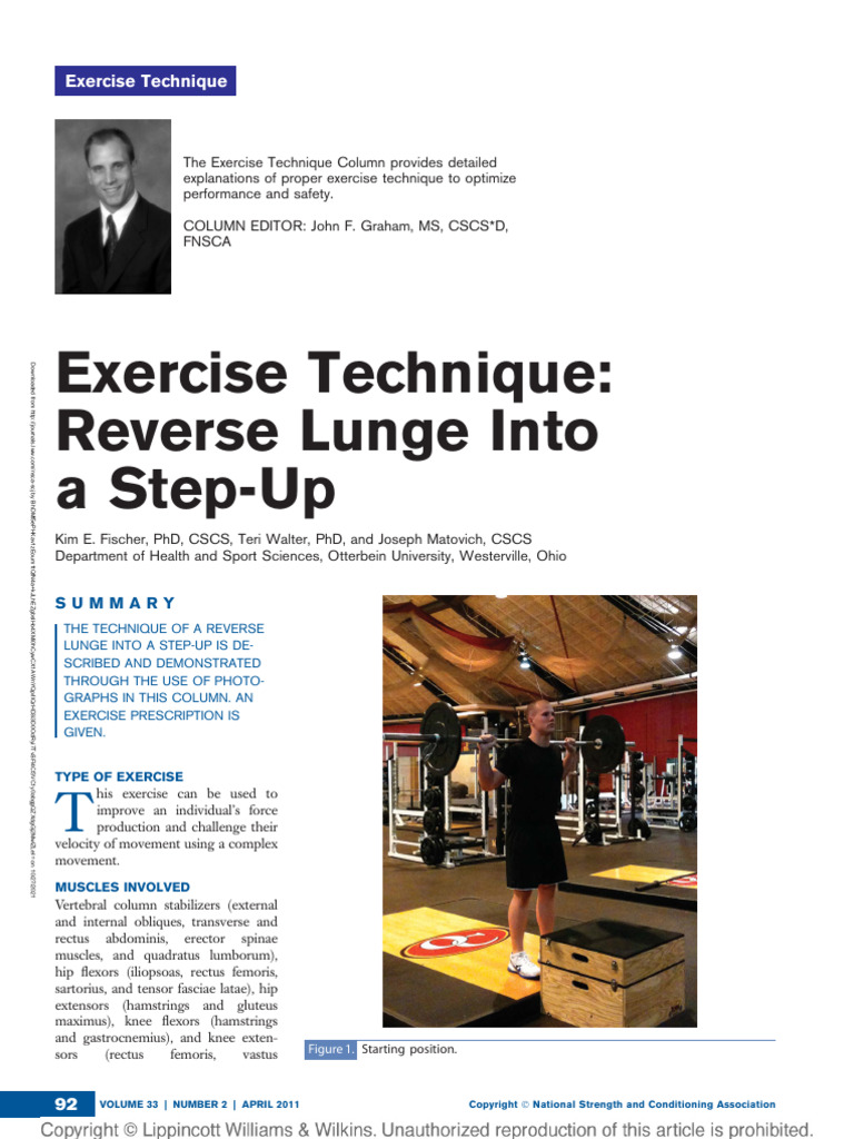 Exercise Technique Reverse Lunge Into A Step Up.14 | PDF | Foot ...
