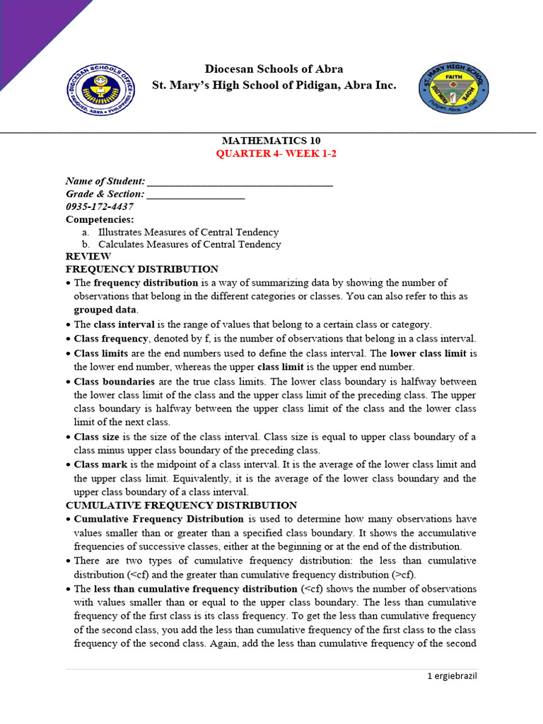 Week 1-2 | PDF | Mode (Statistics) | Mean