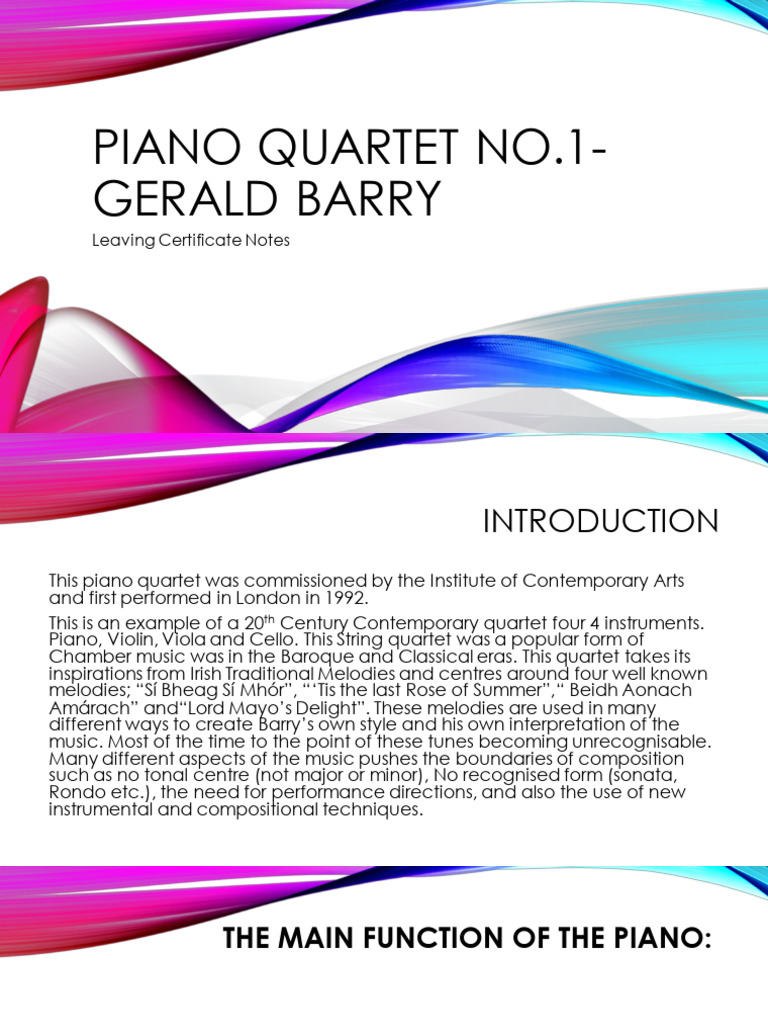 Gerald Barry's Piano Quartet Analysis | PDF | String Instruments | Cello