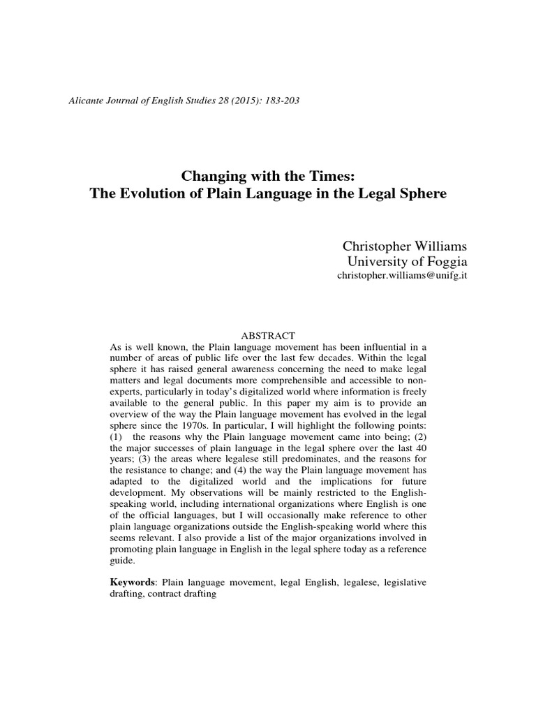 Evolution of Legal Plain Language | PDF | Plain Language | Scotland