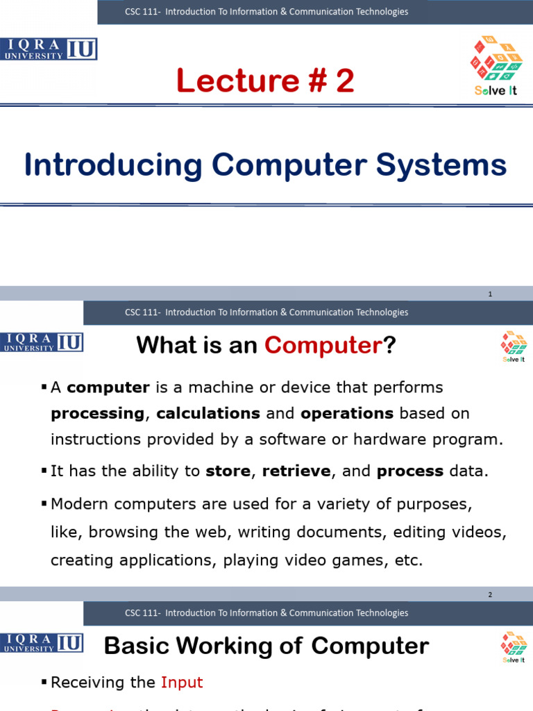 (ICT) Lecture # 02 | PDF | Operating System | Personal Computers