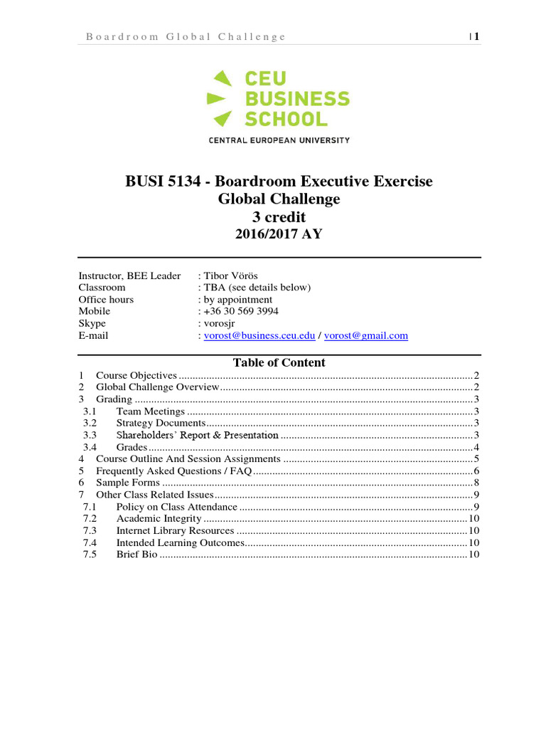 Boardroom Global Challenge Tibor Voros v5 | PDF | Simulation | Information