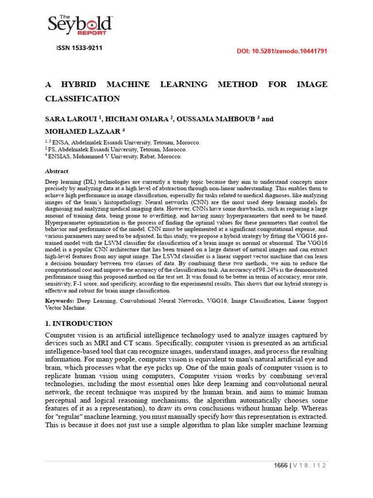 A Hybrid Machine Learning Method For Image Classification | PDF ...